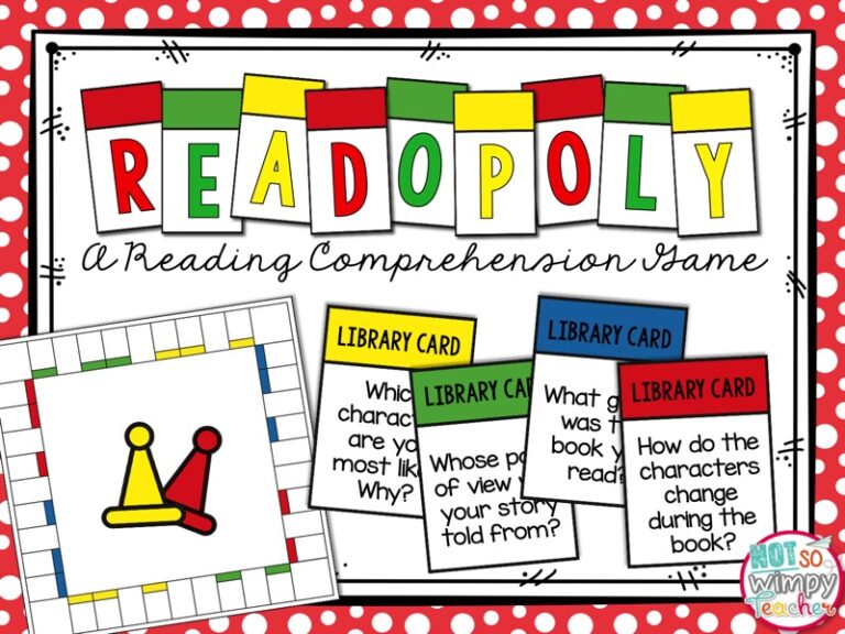 Reading Comprehension Game: Read-Opoly - Not So Wimpy Teacher